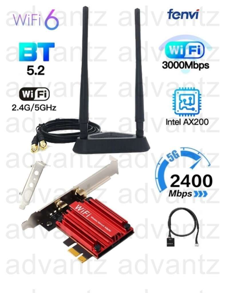 Promo Intel Ax200 Wifi 6 Desktop Dual Band Ac Ax Wireless Bt 5.1 Pci ...