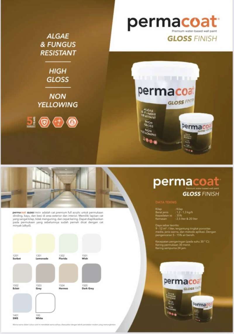 Promo Permacoat Gloss Finish / Untuk Cat Tembok , Kayu & Besi Galon 2 ...