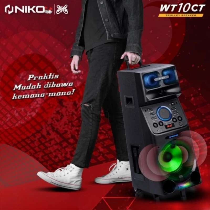 Promo Niko Speaker Trolley Wt10ct / Wt 10ct , 10 Inch 150 Watt Free Mic ...