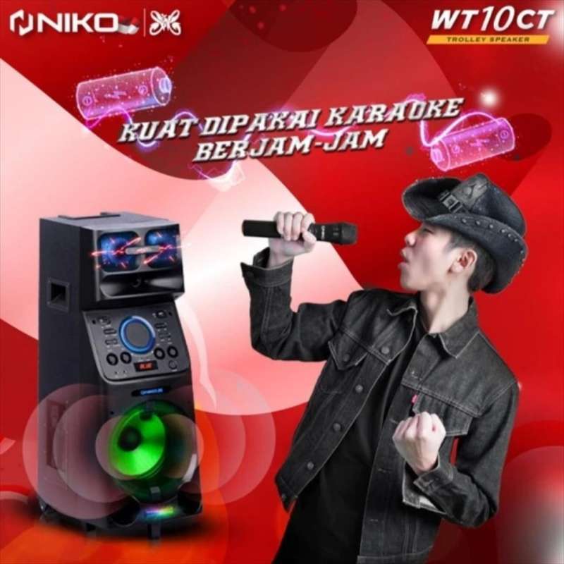 Promo Niko Speaker Trolley Wt10ct / Wt 10ct , 10 Inch 150 Watt Free Mic ...