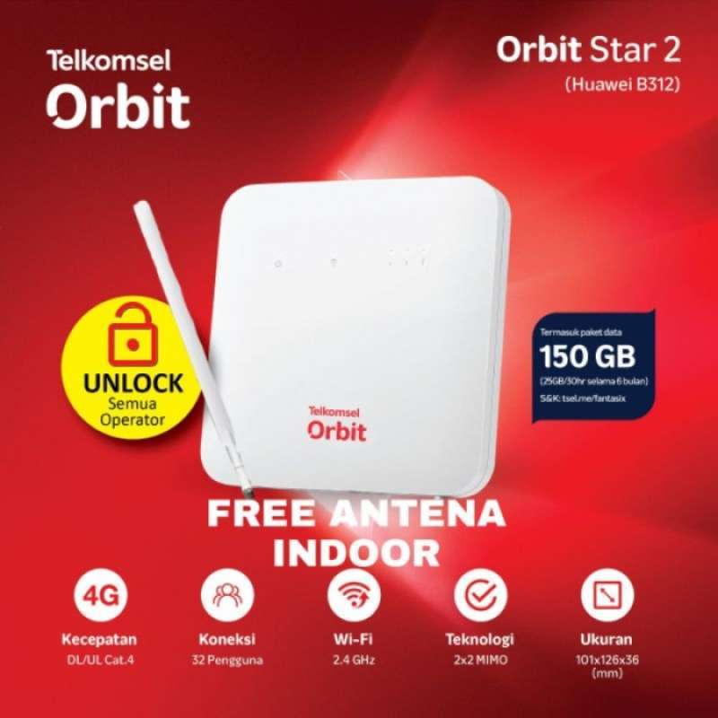 Jual Huawei B312 Modem Wifi Home Router 4G Tsel Orbit Star 2 Free ...