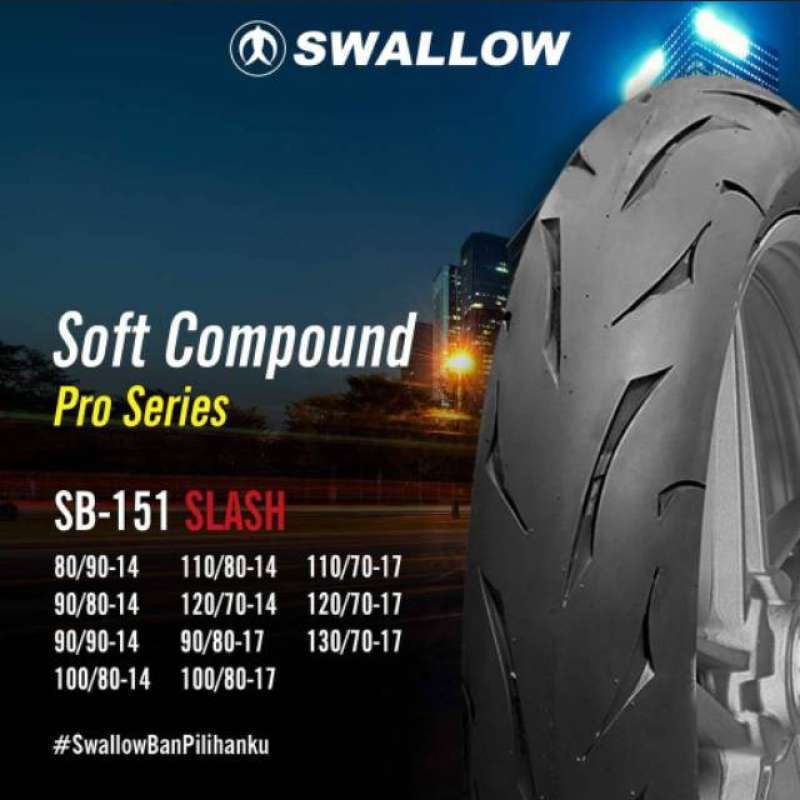 Jual Swallow Sb151 Slash 100 80 17 Pro Series Tubeless Ban Luar Motor ...