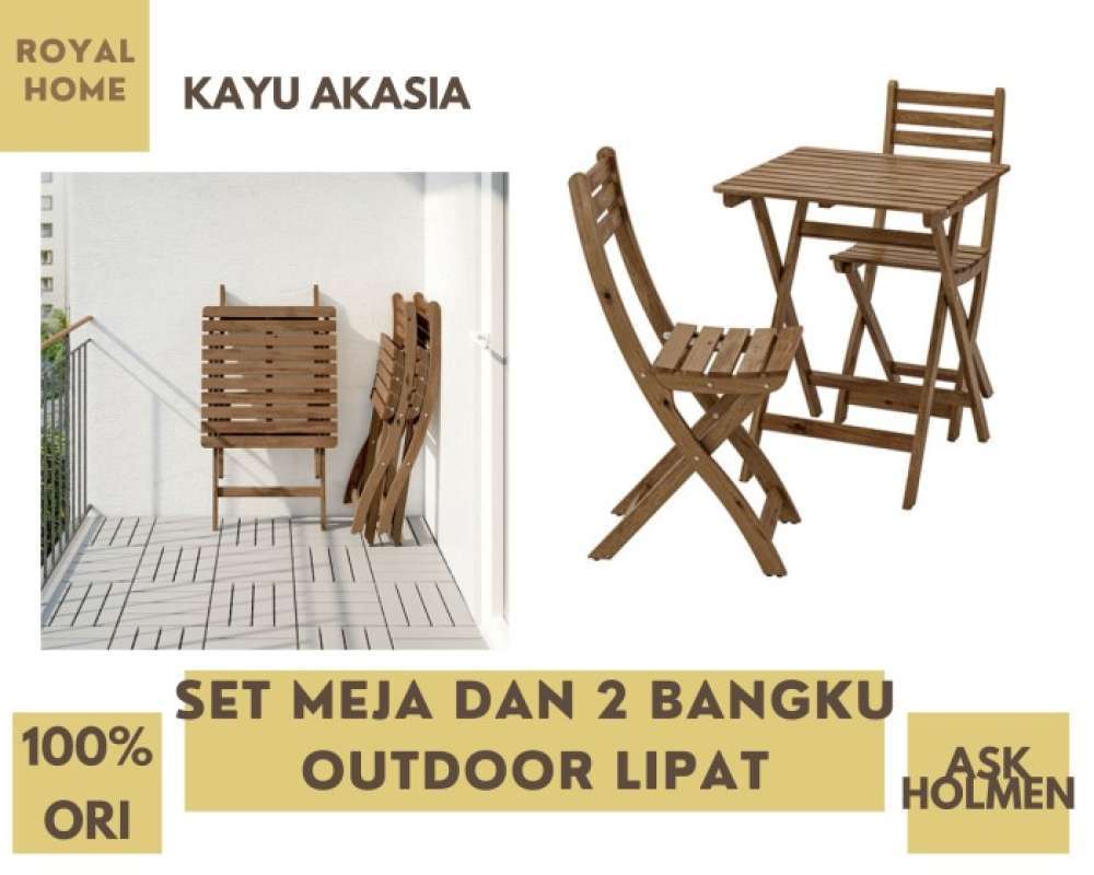 Promo Set Meja dan Bangku Outdoor Coklat Kayu Akasia ASKHO Meja Teras ...