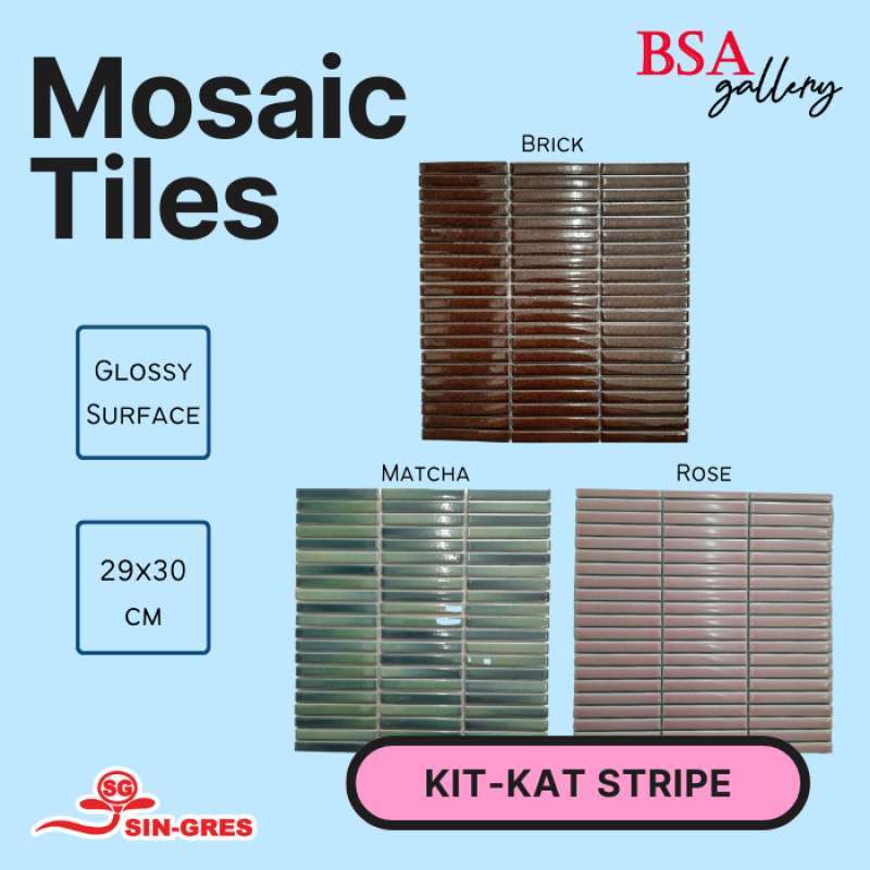 Jual Mosaic Tile Kitkat Persegi Panjang / Keramik Mozaik Dinding Lantai ...