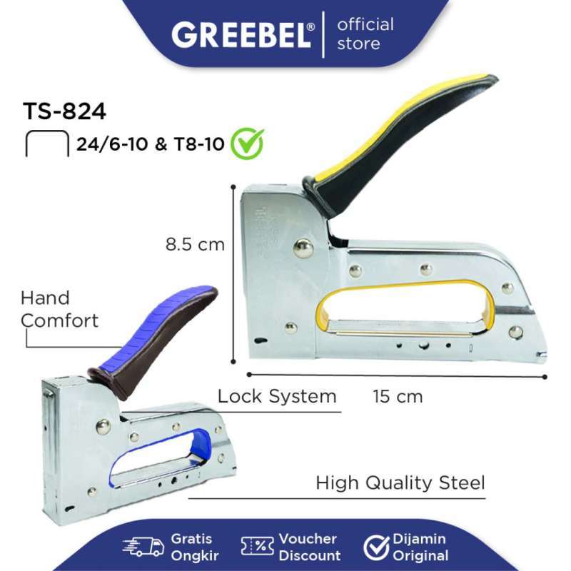 Promo Greebel Guntacker Ts 824/stapler Staples Tembak/pengokot/hekter/ Necis Jok/sofa/kayu ...