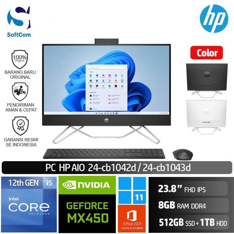 Promo Pc Hp Aio 24 Cb1042d Cb1043d Desktop Pc [core I5-1235u/8gb/512gb+1tb/mx450 2gb/23.8 Fhd ...