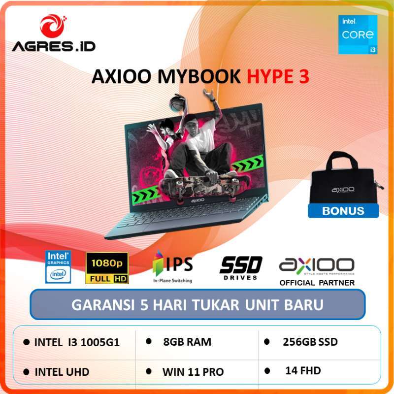 Promo AXIOO MYBOOK HYPE 3 - I3 1005G1 8GB 256GB 14.0FHD IPS WIN11 PRO GREY - NON BUNDLING Diskon ...