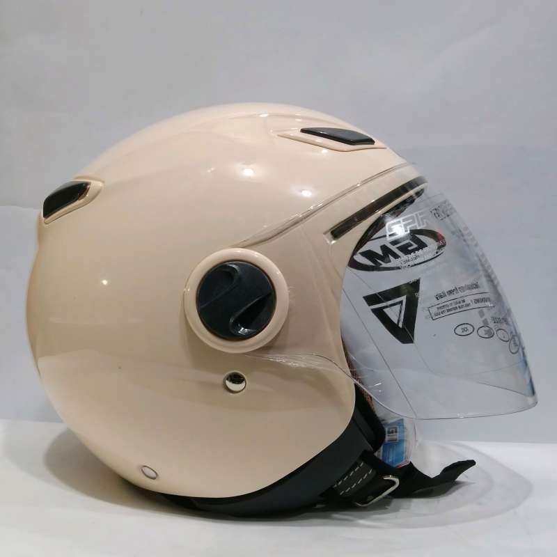 Jual Helm Gm Venus Hijab Solid Cream Pastel Helm Half Face - M Di ...