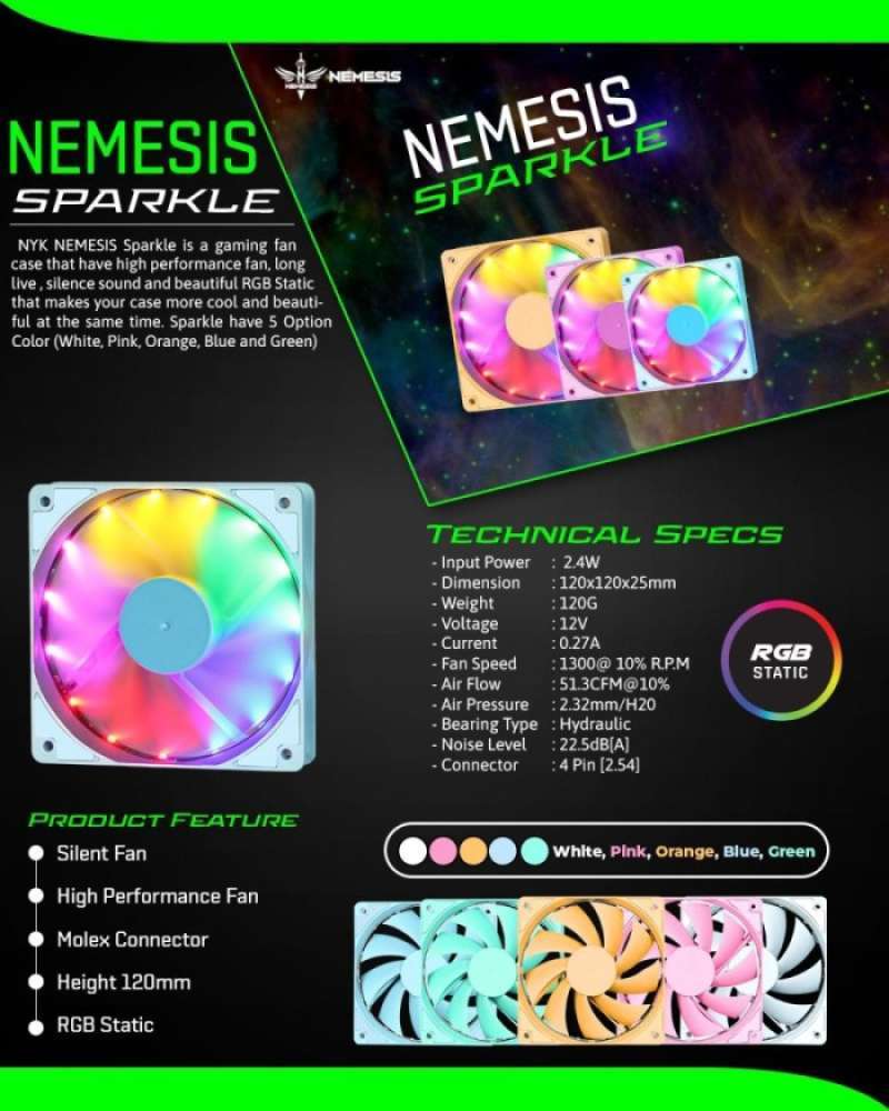 Jual Fan Case Rgb Nyk Nemesis Sparkle - Fan Casing Statis 12 Cm Di ...