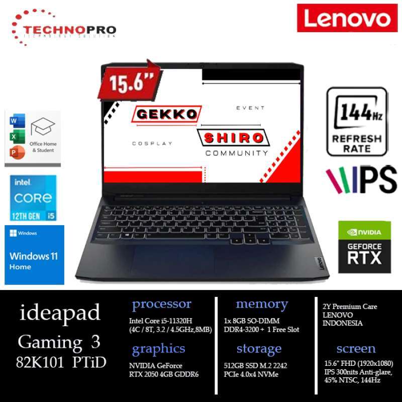 Promo Lenovo Ideapad Gaming 3 15IHU6 PTID || Intel Core I5-11320H VGA RTX 2050 8GB 512GB SSD ...