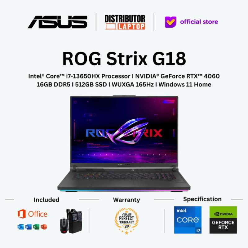 Jual New Asus Rog Strix G18 G814Jv I7-13650Hx Rtx 4060 16Gb 512Gb Ssd ...