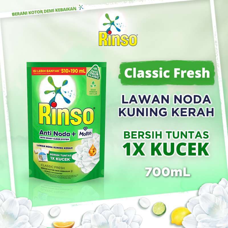 Promo Rinso Anti Noda Classic Fresh Liquid Detergent Pouch 700 Ml D Diskon 14 Di Seller Fresh