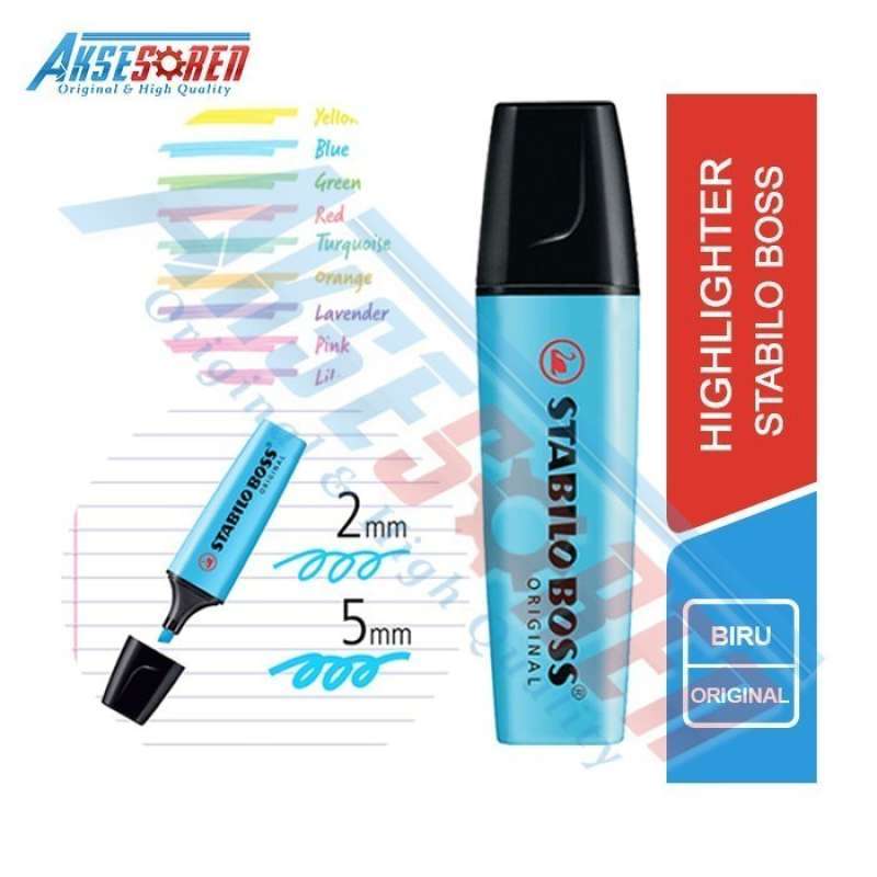 Jual Stabilo Boss Highlighter Penanda Warna [Original] / Spidol Marker - Biru di Seller Edumart ...