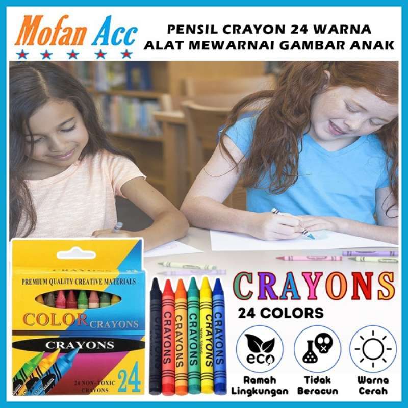 Jual Pensil Crayon 24 Warna Color Crayons Alat Gambar Mewarnai Anak ...