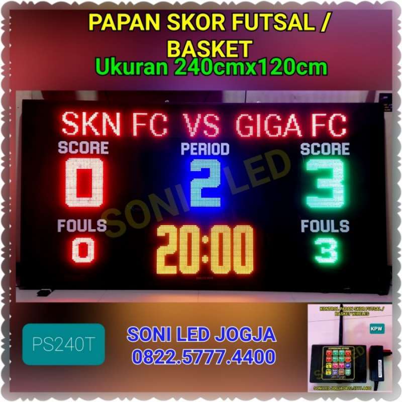 Jual Papan Skor Futsal Jumbo 240x120 Scoreboard Basket Led Skoring ...