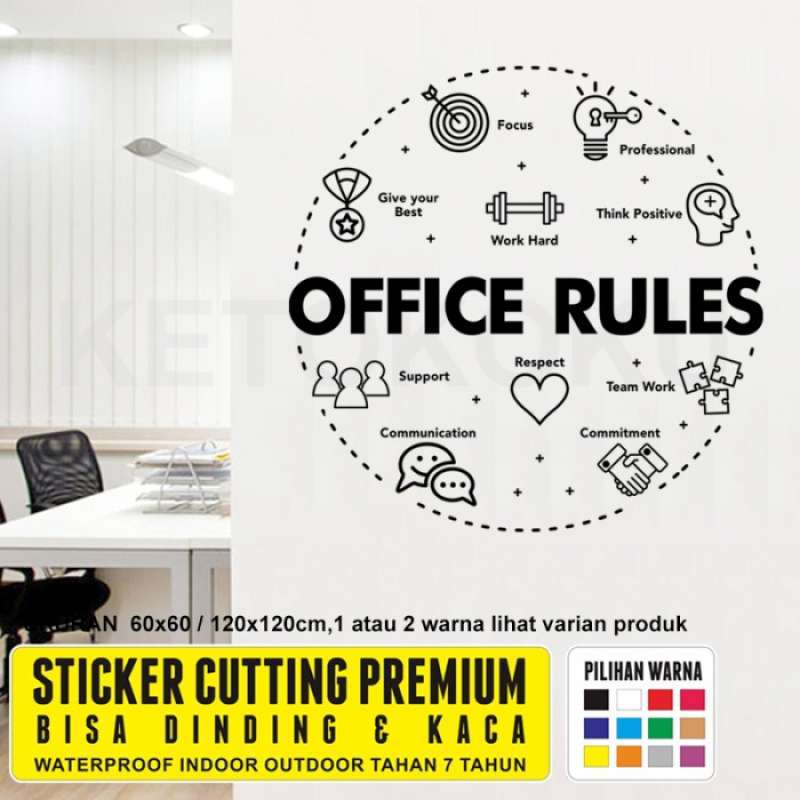 Promo Stiker Dinding Motivasi Kantor Office Rules Cutting Sticker Kaca ...