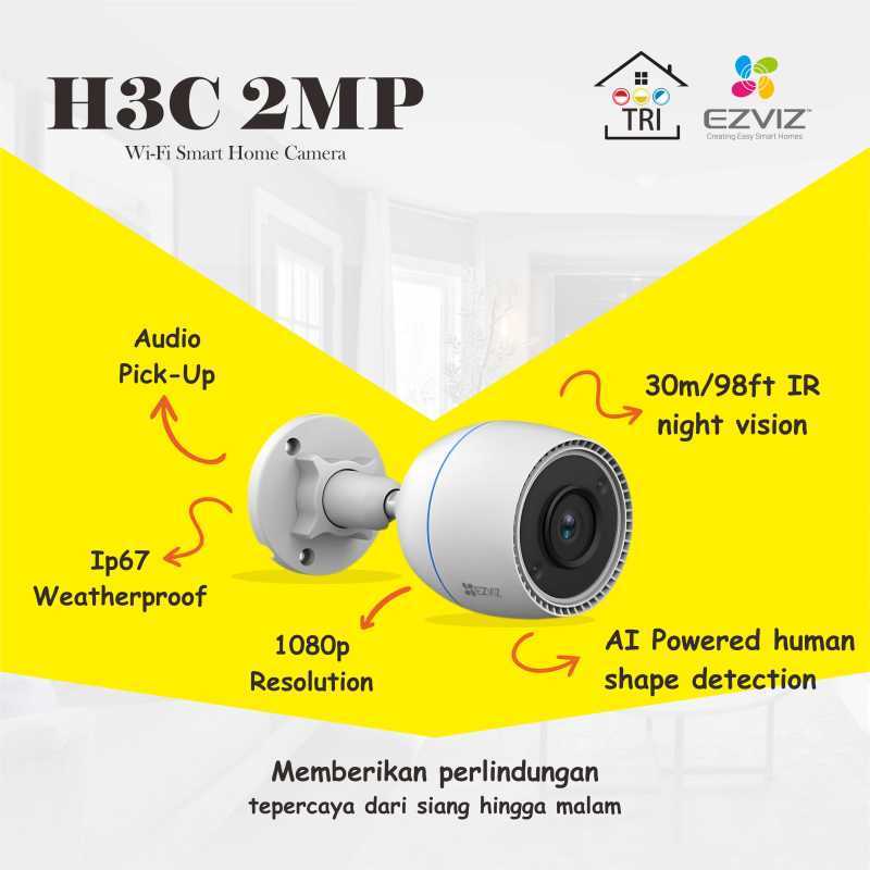 Promo Ezviz H3c 2mp 1080 Ip Camera Outdoor Cctv Wifi Smart Home Color ...