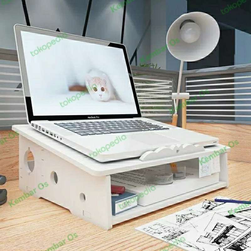 Jual Meja Laptop Minimalis Stand Monitor Pc Organizer Rack Desktop ...
