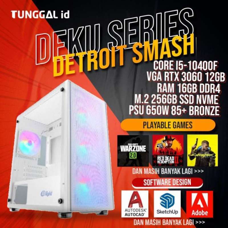 Promo Pc Rakitan Gaming Rtx 3060 Core I5 10400f H410m 16gb Ram 256gb Nvme - Fullset 24-inch ...