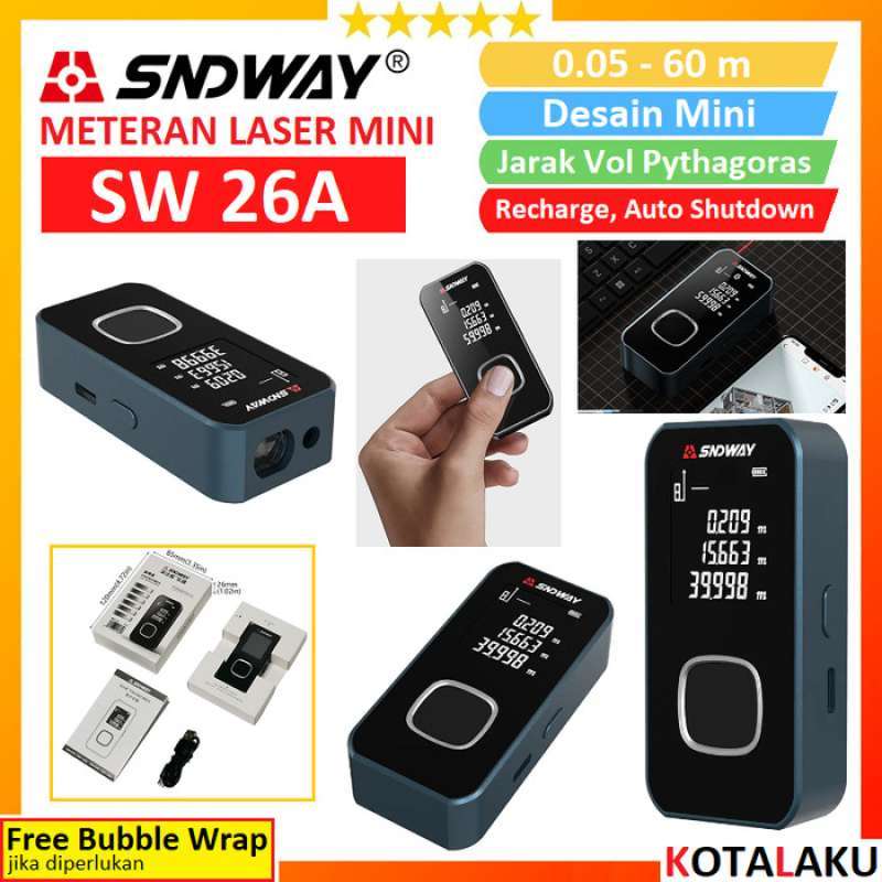 Promo Pengukur Jarak Meteran Laser Digital Rangefinder Mini Sndway SW ...