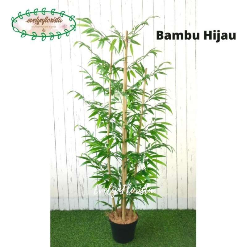 Promo Pohon Daun Bambu Hijau Kuning Latex Artificial Pot Dasar Plastik ...