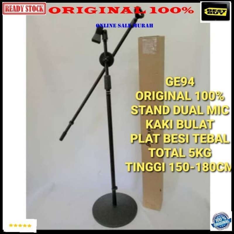 Promo stand mic tiang mik kaki bulat plat besi tripod PRO vocal DJ ...