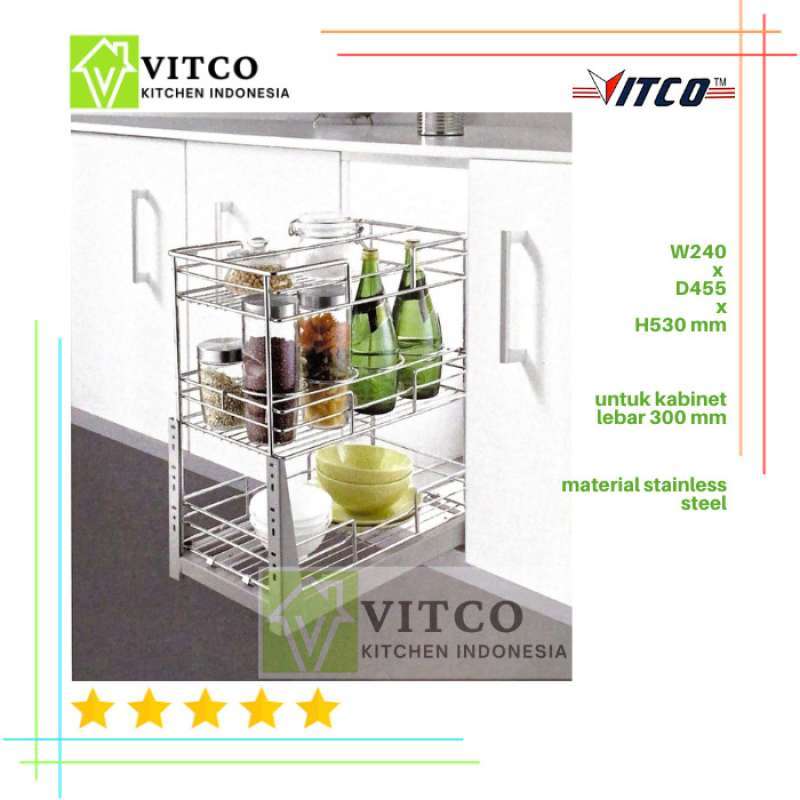 Promo VITCO 3 Shelf Bottle Kitchen Rack 300 mm / Rak Piring Botol 3 ...