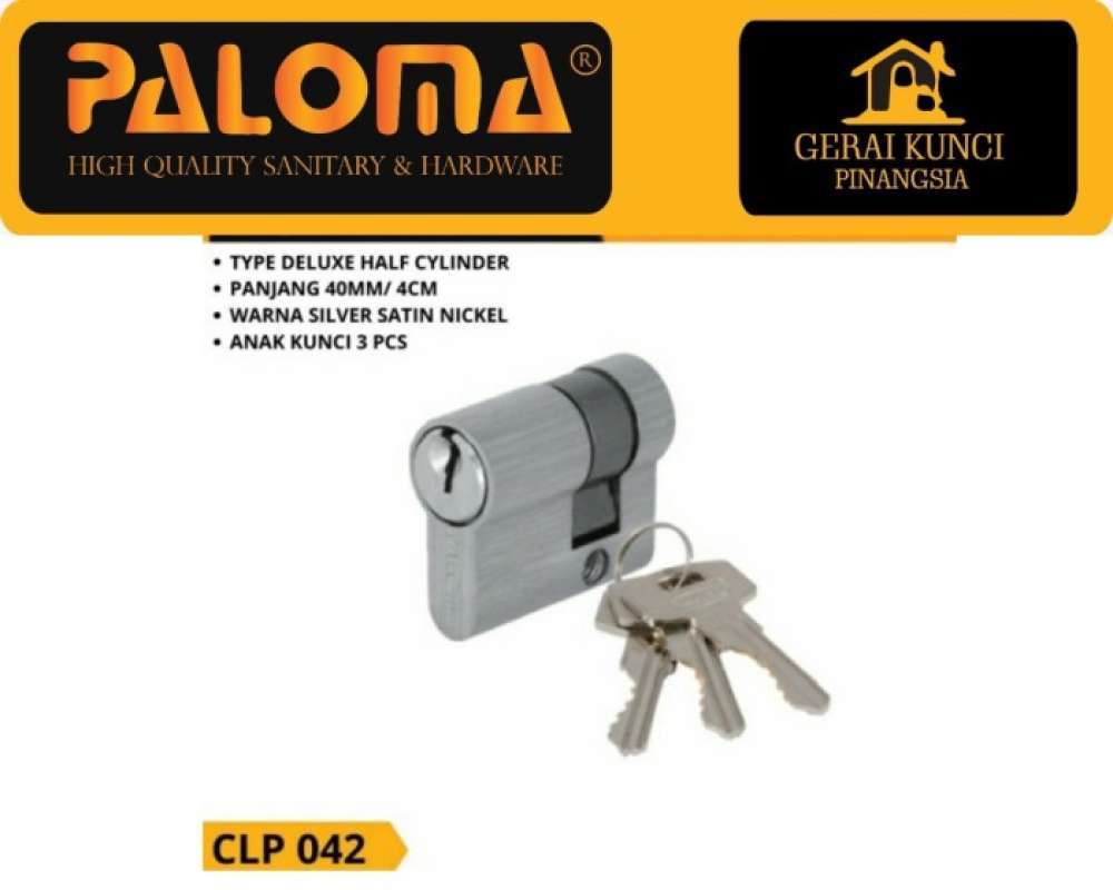 Promo Kunci Pintu setengah silinder PALOMA HALF CLP 042 40MM Sn Diskon ...