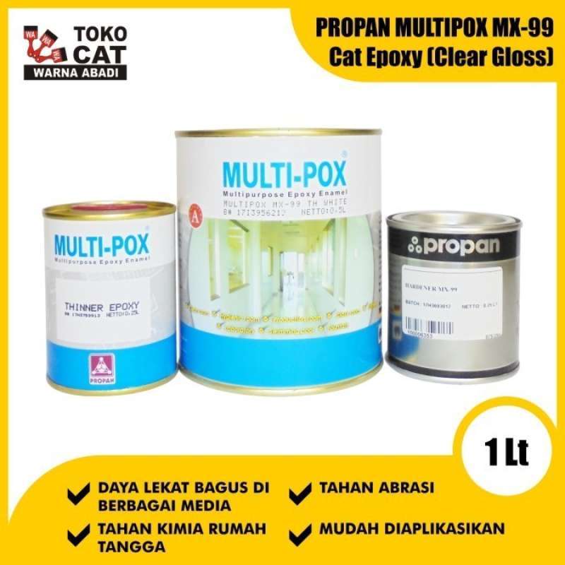Promo CAT EPOXY PROPAN MULTIPOX MX-99 WARNA CLEAR GLOSS 1 LITER SET ...