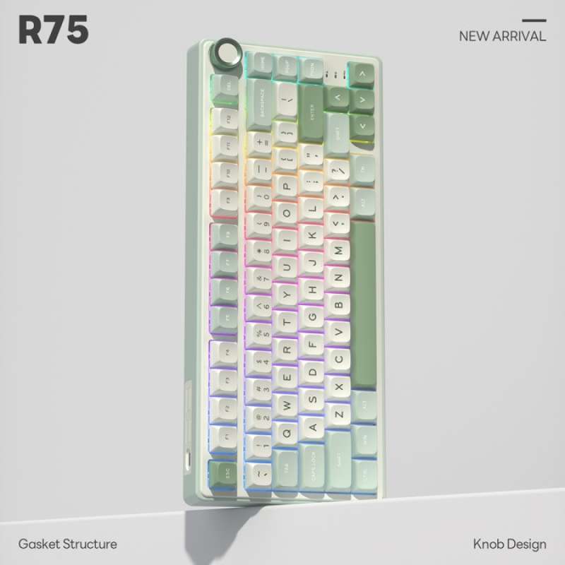Promo Royal Kludge RK R75 RGB Knob 75% Gasket Mechanical Keyboard ...