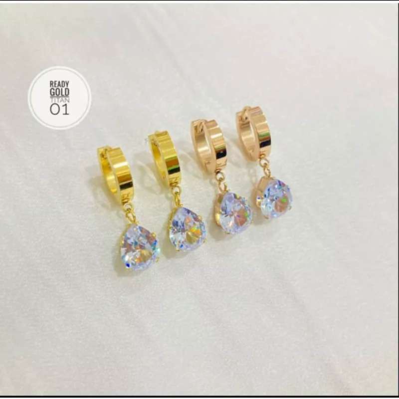 Jual Anting Permata Dewasa Titanium Ready Gold CXB224 di Seller Clue ...