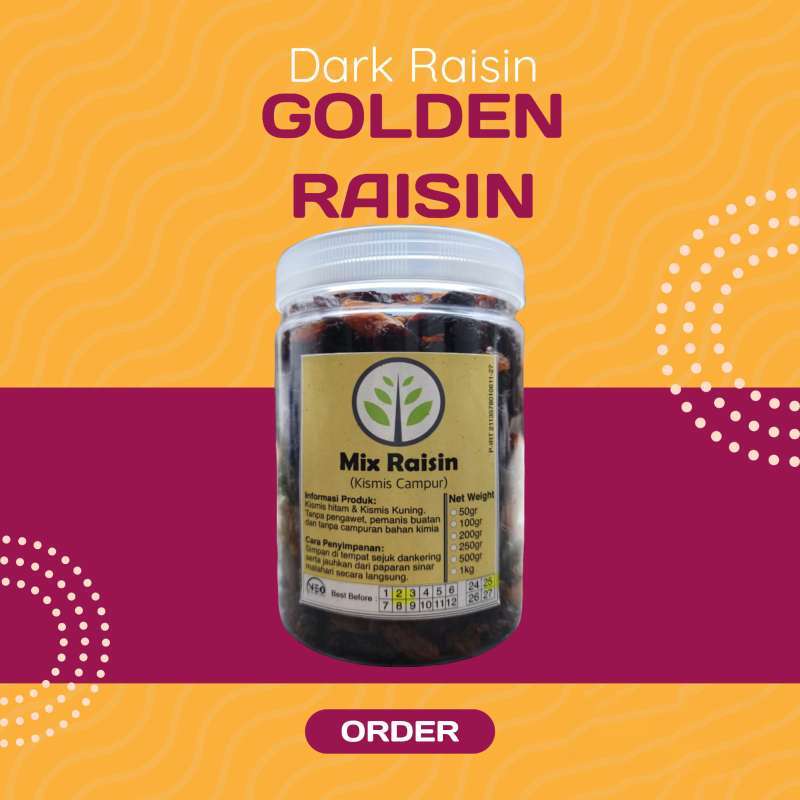Jual Mix Raisins Unsweetened / Kismis Emas dan Hitam / Kismis Campur ...