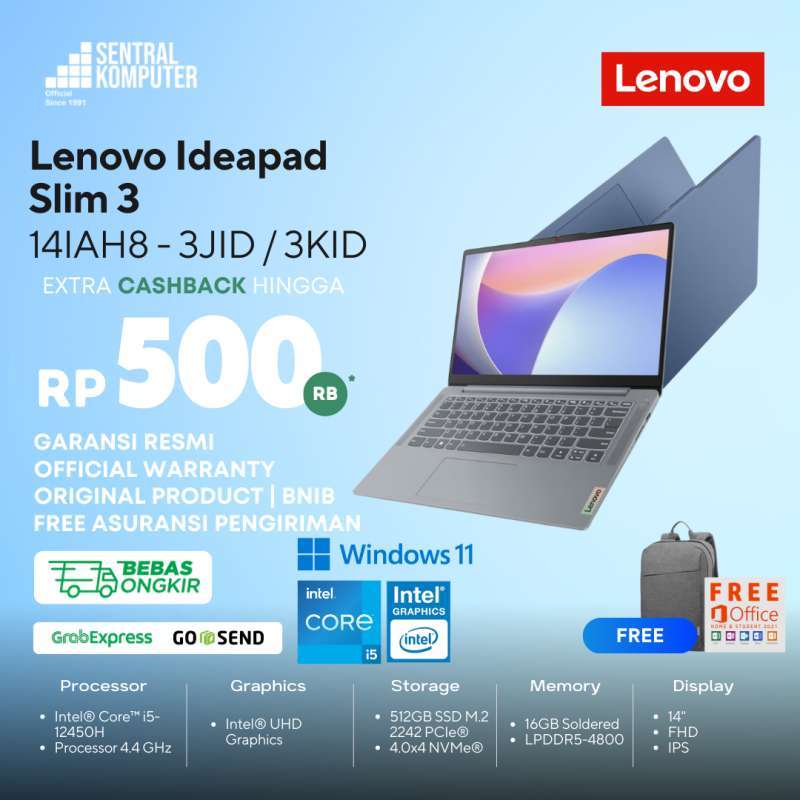 Jual Lenovo Ideapad Slim Iah I H Gb Ddr Gb Ssd Win Ohs Di Seller Sentral