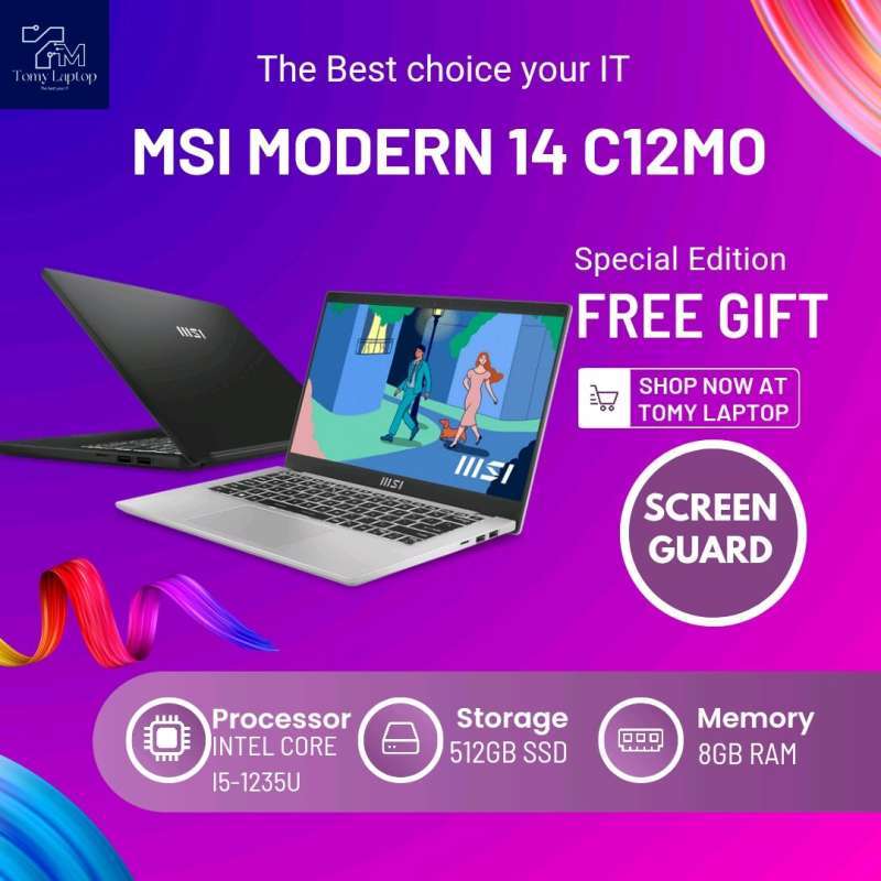 Jual Msi Modern 14 C12m Intel Core I5 1235u Ram 8gb/16gb Ssd 512gb ...