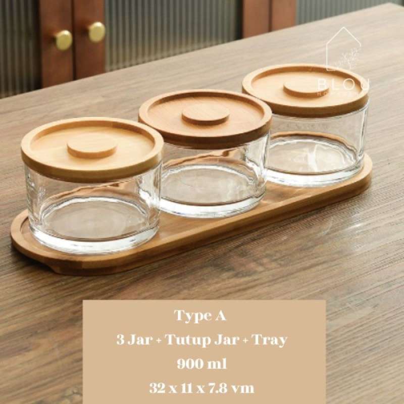 Promo Terbaik Blou Snack Candy Jar Toples Kaca Dengan Tutup Dan Tray ...