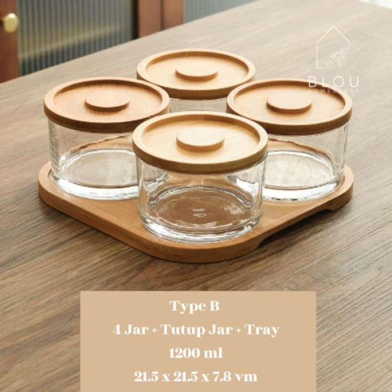 Promo Terbaik Blou Snack Candy Jar Toples Kaca Dengan Tutup Dan Tray ...