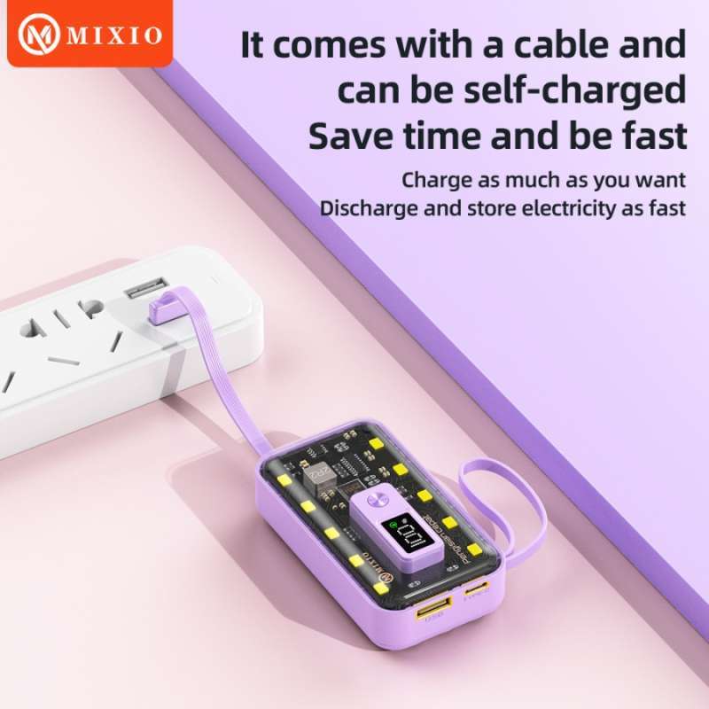 Promo MIXIO MP-02 10000mAh 22.5W Powerbank With Kabel Fast Charging PD ...