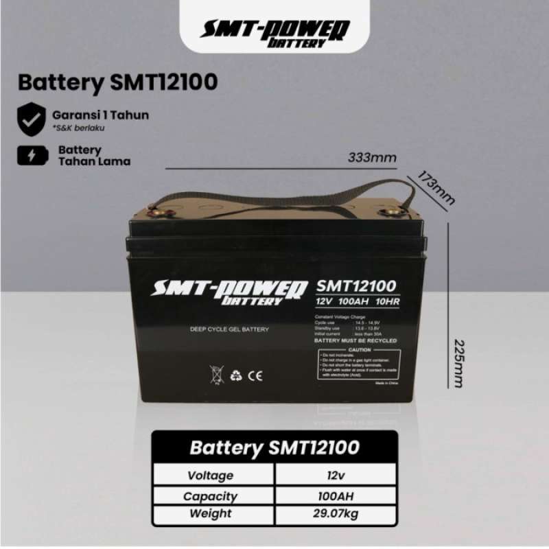 Promo SMT12100 aki baterai accu 12V 100AH solar panel Deep Cycle Gel ...