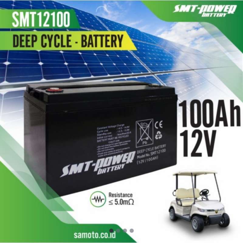 Promo SMT12100 aki baterai accu 12V 100AH solar panel Deep Cycle Gel ...