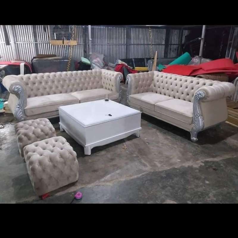 Jual sofa chesterfield set meja formasi 3211 warna putih di Seller ...