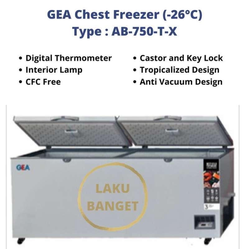Jual Gea Chest Freezer Ab-750-T-X Ab750Tx Resmi Termurah di Seller ...