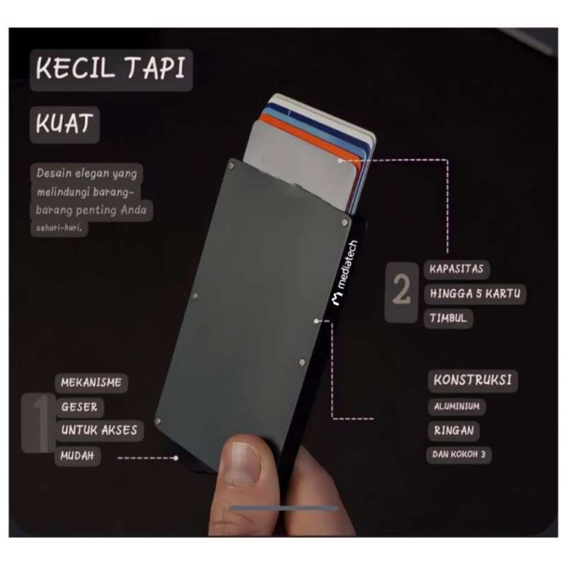 Promo Mediatech RFID Alumunium Card Holder Blocking For Travel - Dompet ...