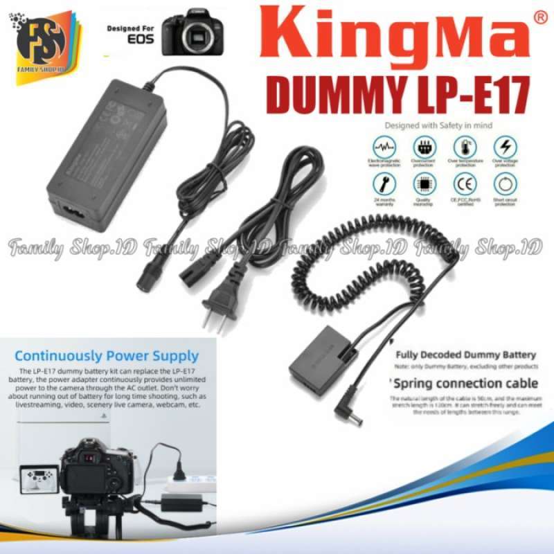 Promo Kingma Dummy Battery Kit Lp-e17 Indoor With Ac Power Supply ...