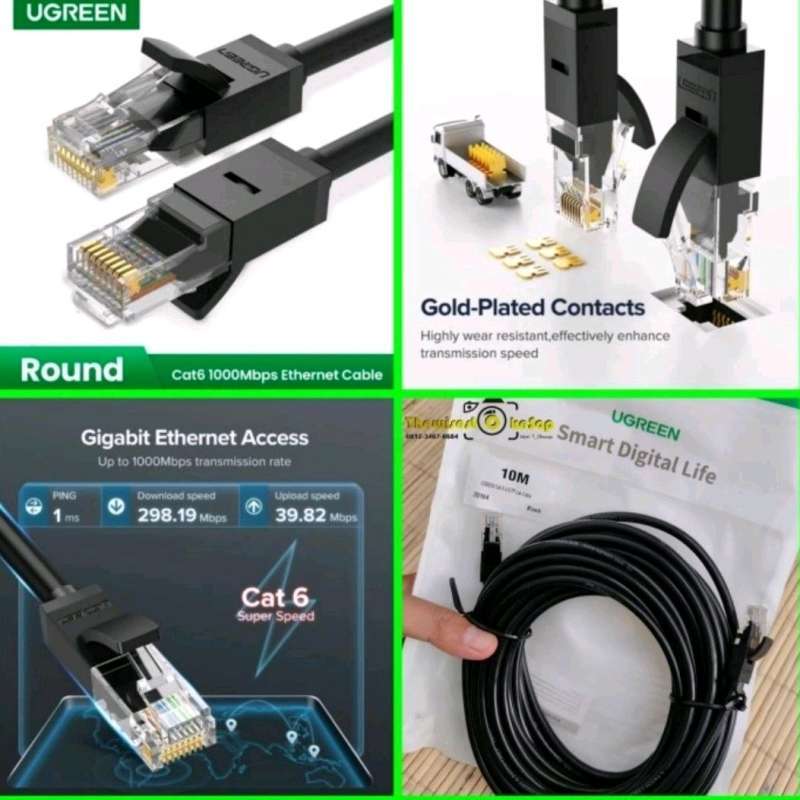 Jual UGREEN Kabel LAN Ethernet RJ45 UTP Cat6 20164 10M 1Gbps 1000Mbps ...