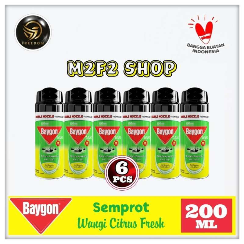 Promo Baygon Aerosol Semprot Wangi Citrus Fresh - 200 ml (Kemasan 6 Pcs ...