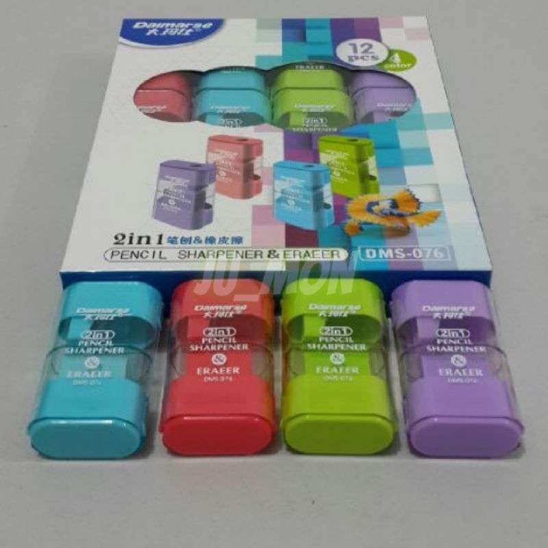 Jual Serutan/ Peruncing/ Rautan + Eraser/ Penghapus/ Stip 2in1 Bulat ...
