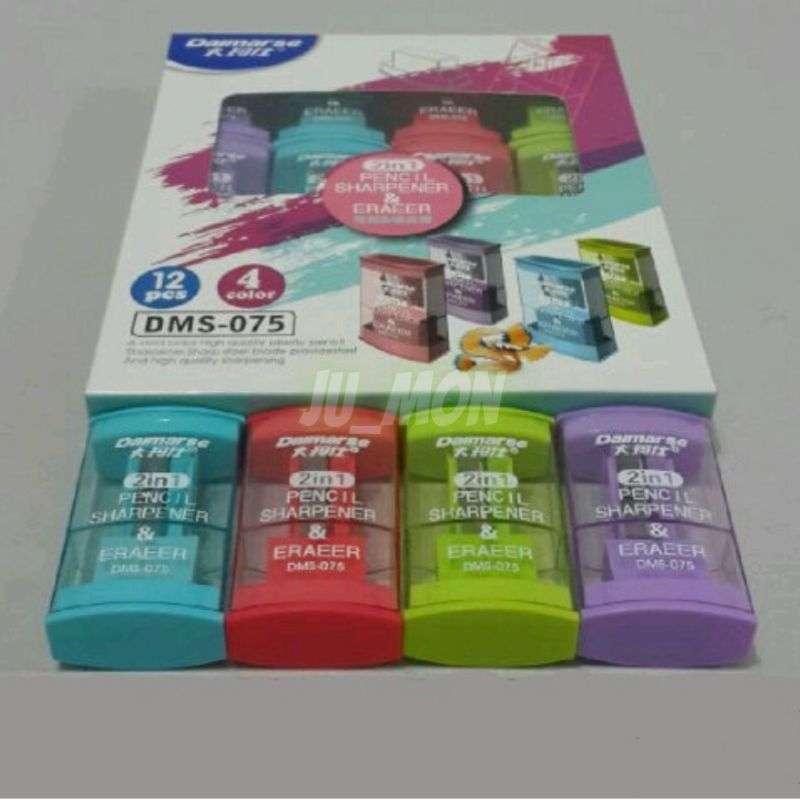 Jual Serutan/ Peruncing/ Rautan + Eraser/ Penghapus/ Stip 2in1 Bulat ...