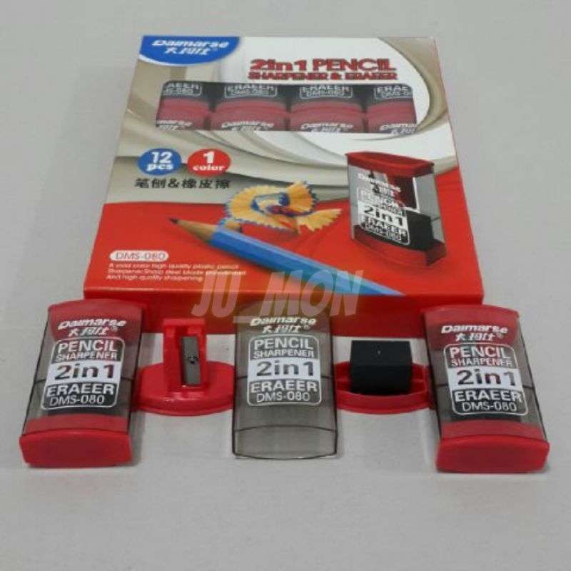 Jual Serutan/ Peruncing/ Rautan + Eraser/ Penghapus/ Stip 2in1 Bulat ...