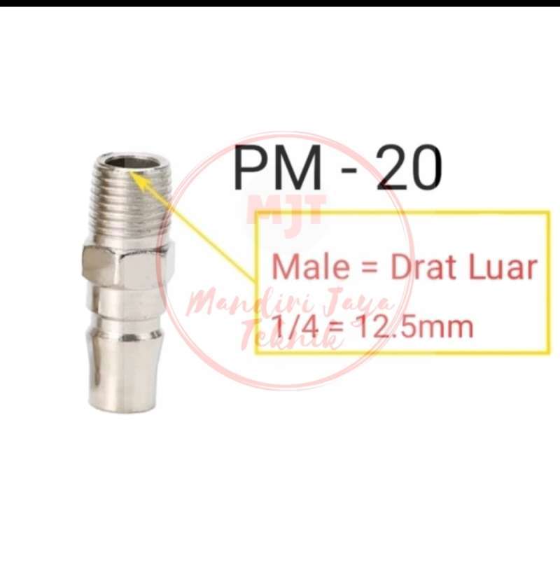 Jual Quick Coupler PM 20 Sambungan Selang Kompresor Recoil Cuk Kopler ...
