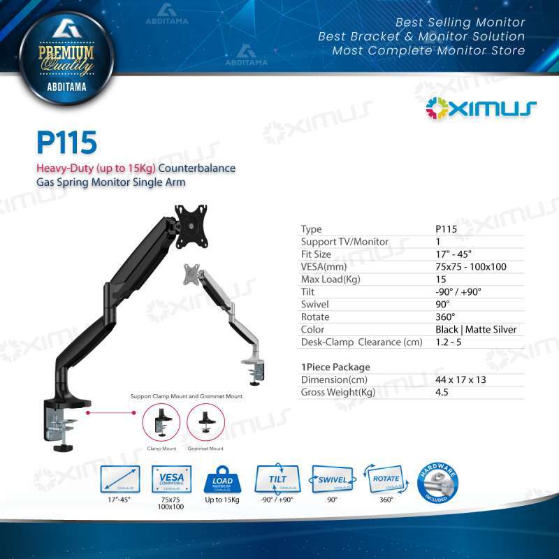 Jual Heavy-Duty Counterbalance Gas spring Monitor Single Arm OXIMUS ...